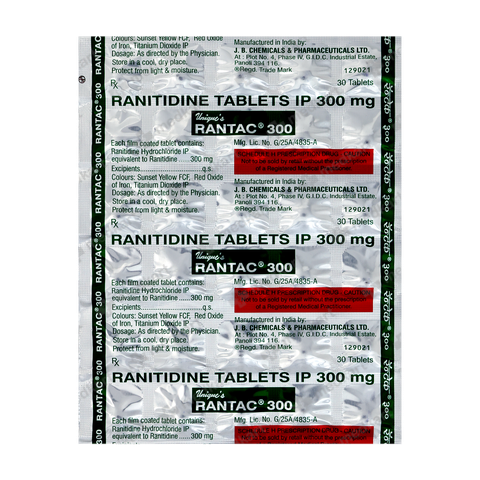 RANTAC 300MG TABLET 30'S, Price, Composition & Generic Alternatives ...