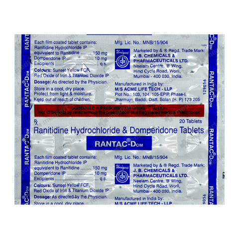 RANTAC D OM TABLET 20'S, Price, Composition & Generic Alternatives ...
