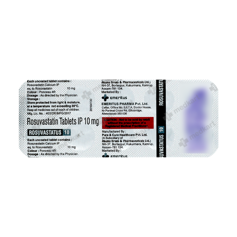 ROSUVASTATUS 10MG TABLET 10'S, Price, Composition & Generic Alternatives - Medkart