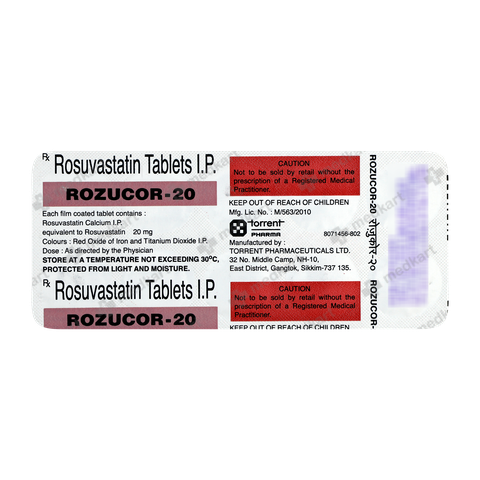 ROZUCOR 20MG TABLET 10'S, Price, Composition & Generic Alternatives ...