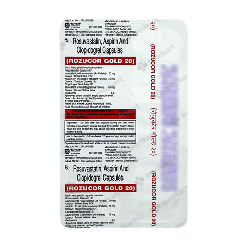 ROZUCOR GOLD 20MG CAPSULE 10'S, Price, Composition & Generic ...
