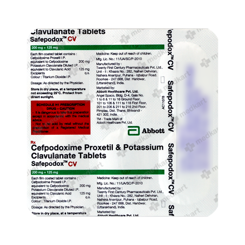 SAFEPODOX CV TABLET 6'S, Price, Composition & Generic Alternatives ...