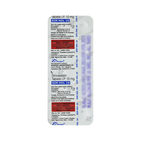 SIM HDL 10MG TABLET 10'S, Price, Composition & Generic Alternatives ...