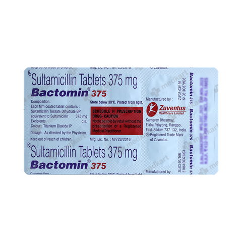 BACTOMIN 375MG TABLET 10'S, Price, Composition & Generic Alternatives ...