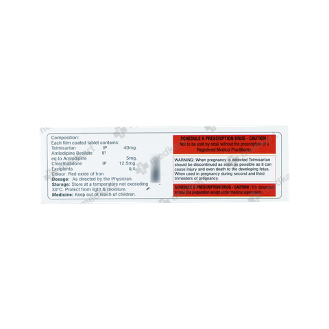 TELMIPIL TRIO 40MG TABLET 10'S : View Price, Combination and ...