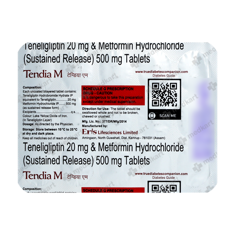TENDIA M TABLET 15'S, Price, Composition & Generic Alternatives - Medkart
