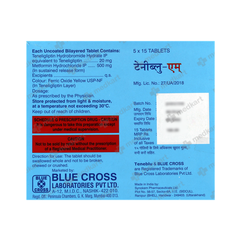 TENEBLU M TABLET 15'S, Price, Composition & Generic Alternatives - Medkart