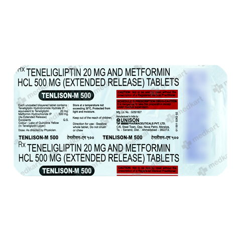 TENLISON M 500MG TABLET 10'S, Price, Composition & Generic Alternatives ...