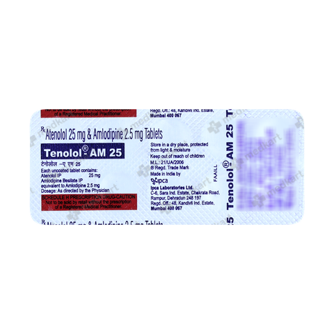 TENOLOL AM 25MG TAB 1X10, Price, Composition & Generic Alternatives ...