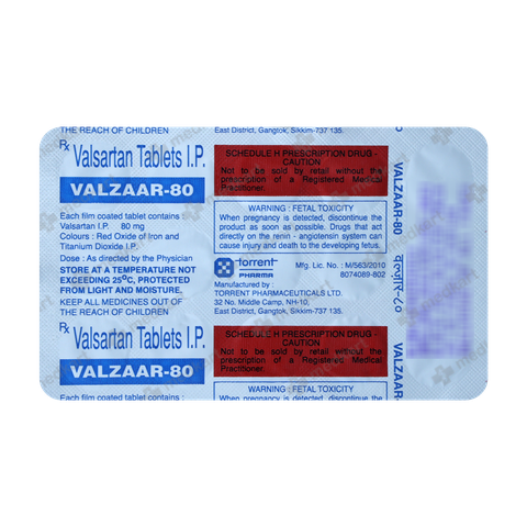 VALZAAR 80MG TABLET 15'S, Price, Composition & Generic Alternatives ...