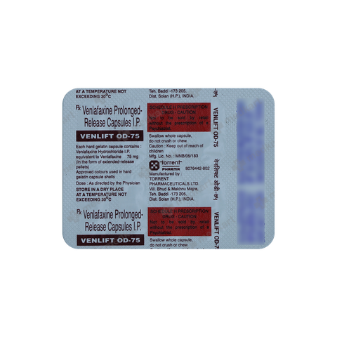 VENLIFT OD 75MG CAPSULE 10'S, Price, Composition & Generic Alternatives ...