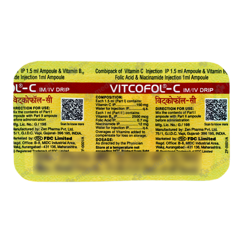 VITCOFOL C INJECTION (COMBI) 1.5 ML : View Price, Combination and ...