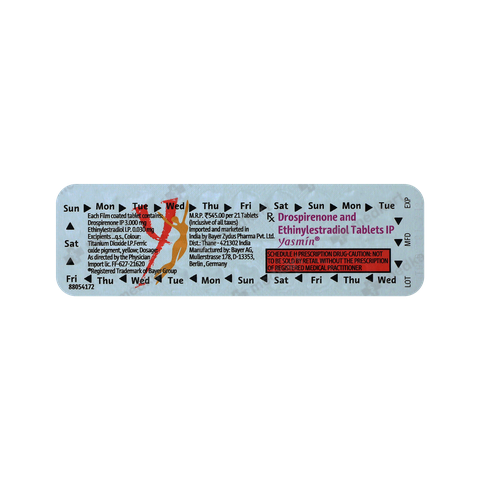 YASMIN TABLET 21'S, Price, Composition & Generic Alternatives - Medkart