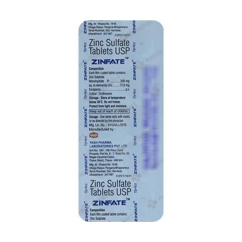 ZINFATE TABLET 10'S, Price, Composition & Generic Alternatives - Medkart