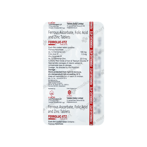 FERROLUC XTZ TABLET 10'S : View Price, Combination and Alternatives ...
