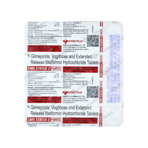 GMV STATUS 2 FORTE TABLET 15'S : View Price, Combination and ...