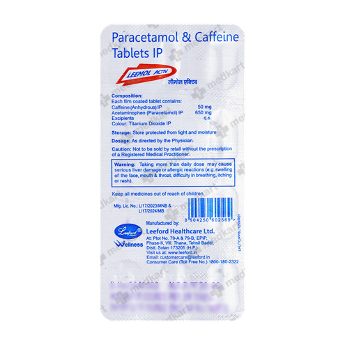 LEEMOL ACTIV TABLET 10'S, Price, Composition & Generic Alternatives ...