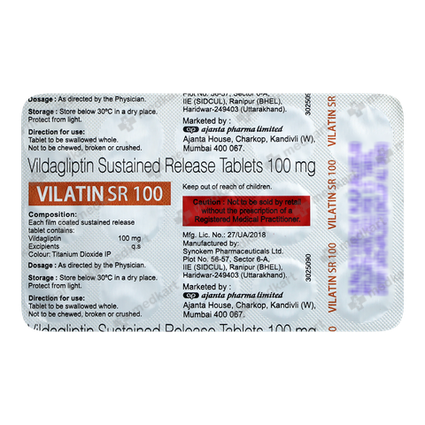 VILATIN SR 100MG TABLET 15'S : View Price, Combination and Alternatives ...