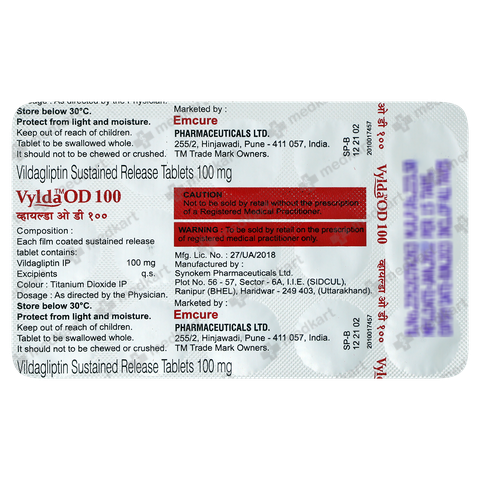 VYLDA OD 100MG TABLET 10'S : View Price, Combination and Alternatives ...