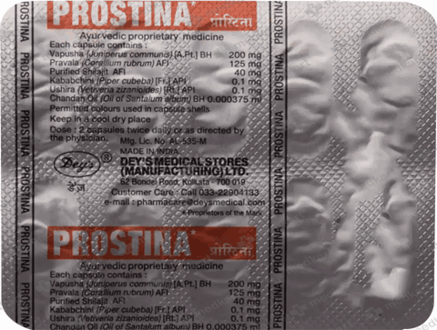 PROSTINA CAPSULE 10'S, Price, Composition & Generic Alternatives - Medkart