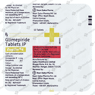 EUGLIM 4MG TABLET 15'S, Price, Composition & Generic Alternatives - Medkart