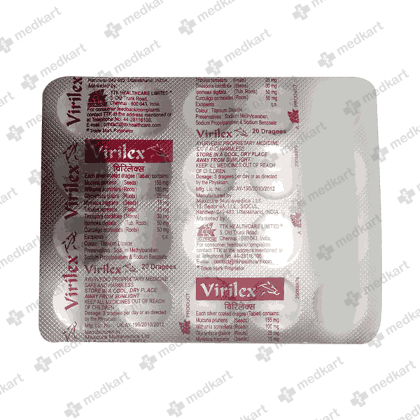 VIRILEX TABLET 20'S, Price, Composition & Generic Alternatives - Medkart