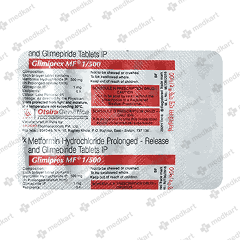 GLIMIPREX MF 1/500MG TABLET 15'S, Price, Composition & Generic ...