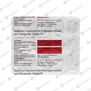 GLIMISAVE MAX FORTE 2MG TABLET 15'S, Price, Composition & Generic ...