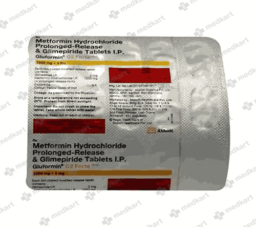 GLUFORMIN G 2MG FORTE TABLET 15'S, Price, Composition & Generic Alternatives - Medkart