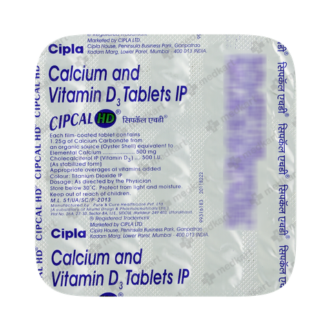 CIPCAL HD TABLET 15'S : View Price, Combination and Alternatives | Medkart