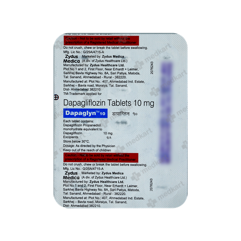DAPAGLYN 10MG TABLET 15'S, Price, Composition & Generic Alternatives ...