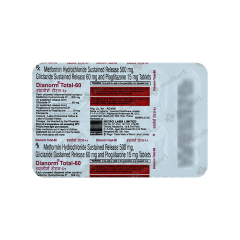 DIANORM TOTAL 60MG TABLET 10'S : View Price, Combination and ...