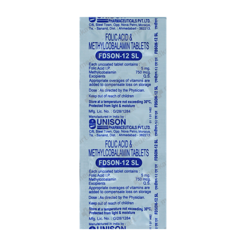 FDSON 12 SL TABLET 10'S, Price, Composition & Generic Alternatives ...