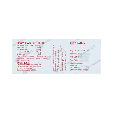 FDSON PLUS TABLET 10'S, Price, Composition & Generic Alternatives - Medkart