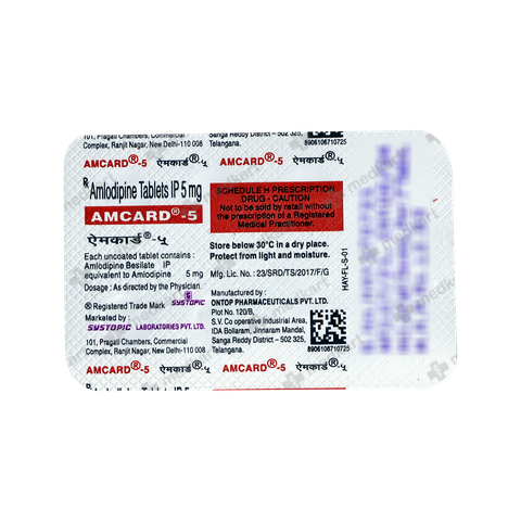 AMCARD 5MG TABLET 7'S, Price, Composition & Generic Alternatives - Medkart