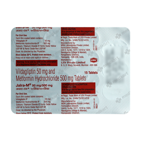 JALRA M 50/500MG TABLET 15'S - Uses, Price, Side Effects & Substitute ...