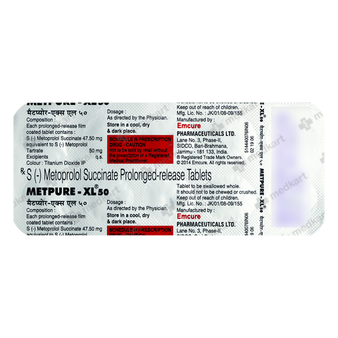METPURE XL 50MG TABLET 10'S, Price, Composition & Generic Alternatives ...