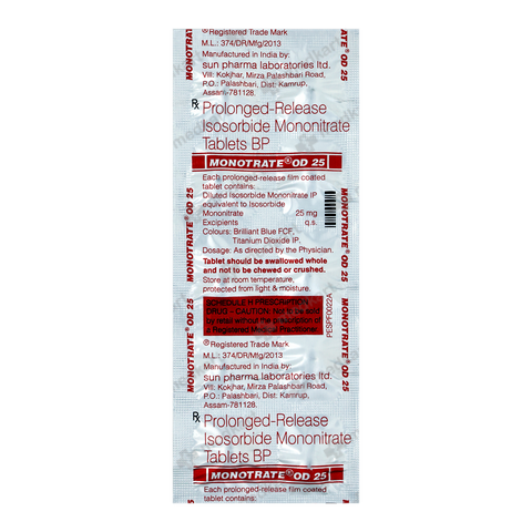 MONOTRATE OD 25MG TABLET 10'S, Price, Composition & Generic Alternatives - Medkart