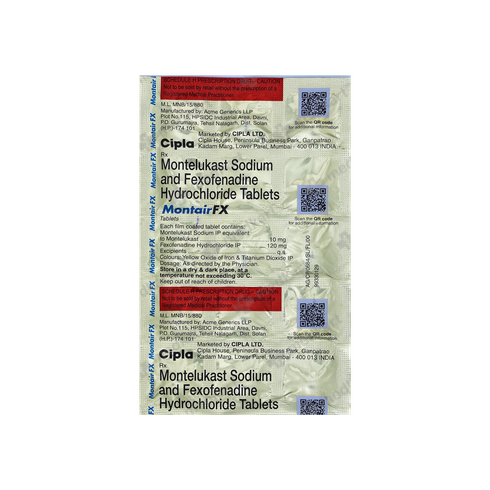 MONTAIR FX TABLET 15'S, Price, Composition & Generic Alternatives - Medkart