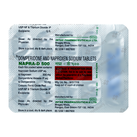 NAPRA D 500MG TABLET 10'S, Price, Composition & Generic Alternatives ...