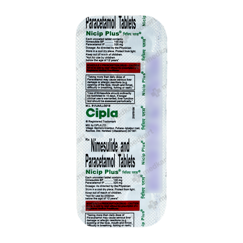 NICIP PLUS TABLET 10'S, Price, Composition & Generic Alternatives - Medkart