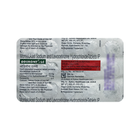 ODIMONT LC TABLET 15'S, Price, Composition & Generic Alternatives - Medkart