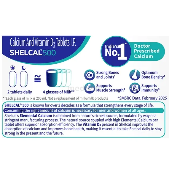 Buy Shelcal 500mg Tablet 15s Online at Best Price | Medkart