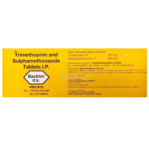 BACTRIM DS TABLET 10'S: Uses, Price, Side effects, Dosage & Generic ...