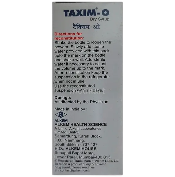 TAXIM O DRY SYRUP 30 ML Price, Uses, Side Effects & Substitutes | Medkart