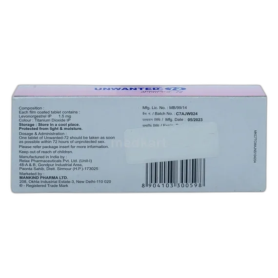 Buy Unwanted 72 Tablet Online at Best Price – Generic Alternative | Medkart