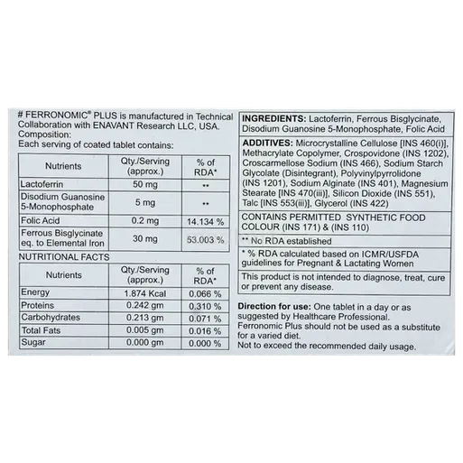 FERRONOMIC PLUS TABLET 10'S Price, Uses, Side Effects & Substitutes ...