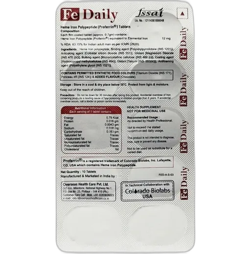 Buy Fe Daily Tablet 10s Online at Best Price | Medkart