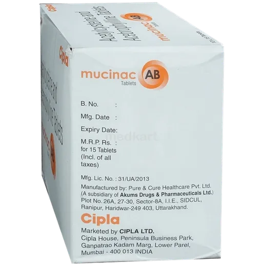 Buy Mucinac Ab Tablet 15s Online at Best Price | Medkart