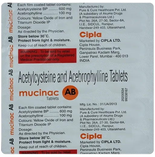 MUCINAC AB TABLET 15'S | Price, Uses, Side Effects, Composition ...